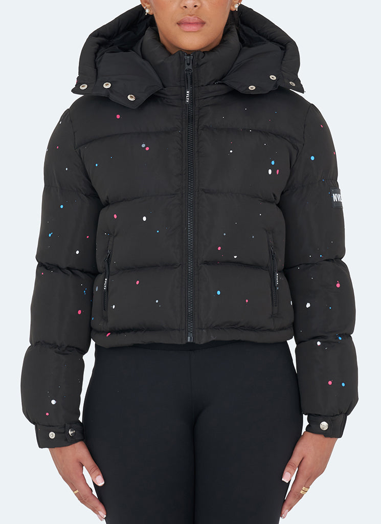 NVLTY - Womens Paint Puffer Jacket - Black – EU - N V L T Y